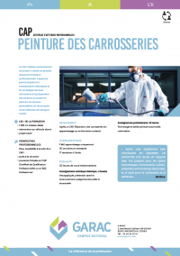 CAP carrosserie peinture en CFA - formation carrossier peintre | GARAC