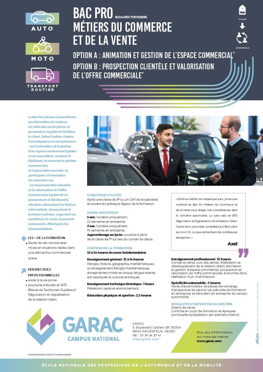 BAC PRO MRC Métiers de la Relation Client - ex Vente Automobile | GARAC