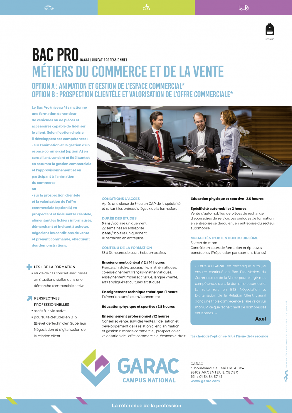 BAC PRO MRC Métiers de la Relation Client - ex Vente Automobile | GARAC