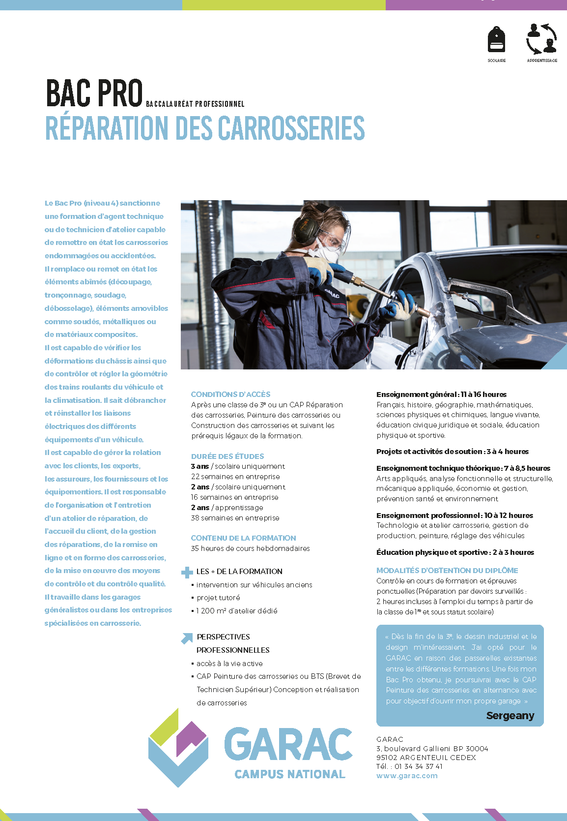 BAC PRO Réparation des carrosseries - lycée professionnel | GARAC